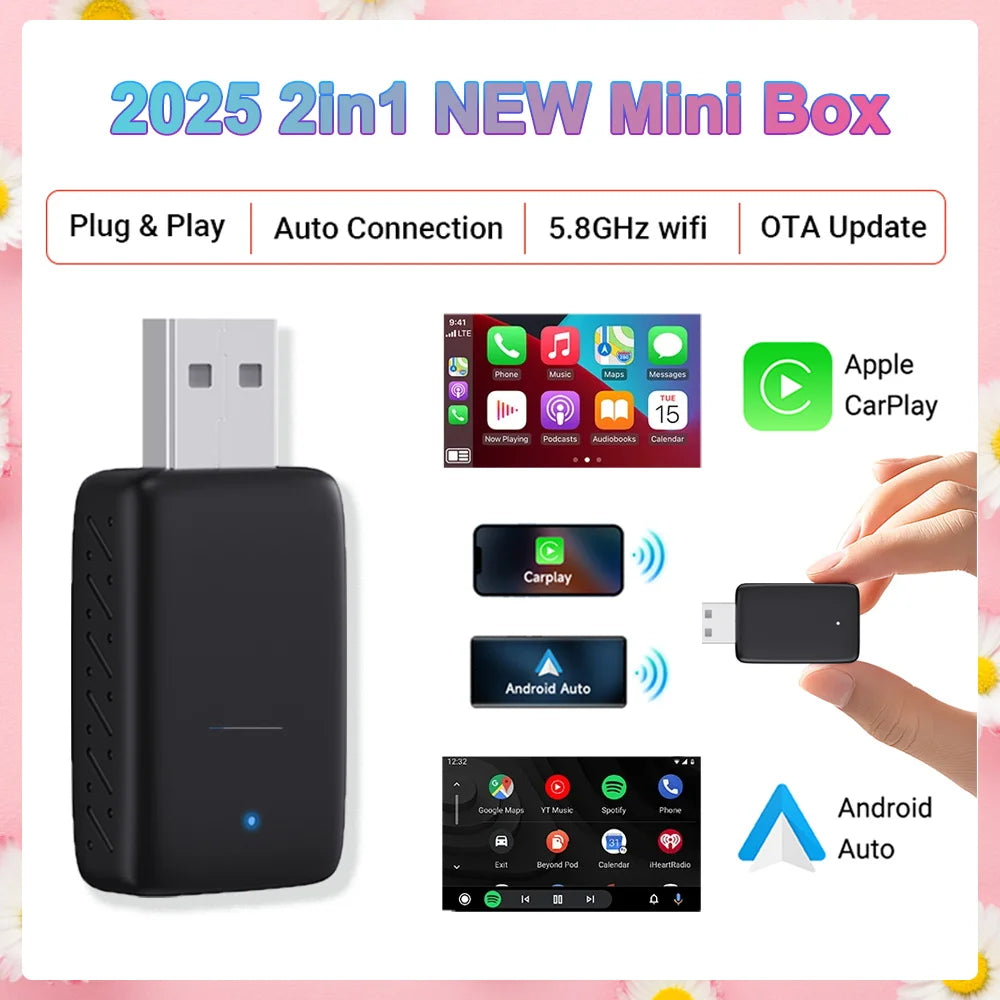 2025 Wireless CarPlay & Android Auto Adapter | 2-in-1 Smart Mini Box w – CongoBasinGroup.com