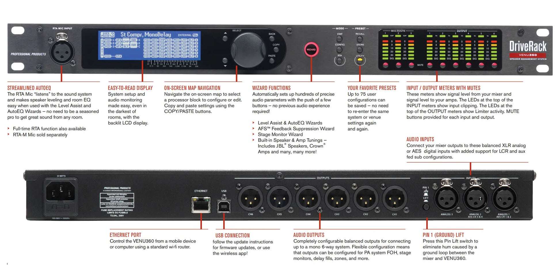 PA2/VENU360 Stage Audio Processor – 2 Input, 6 Output, Professional Pr – CongoBasinGroup.com
