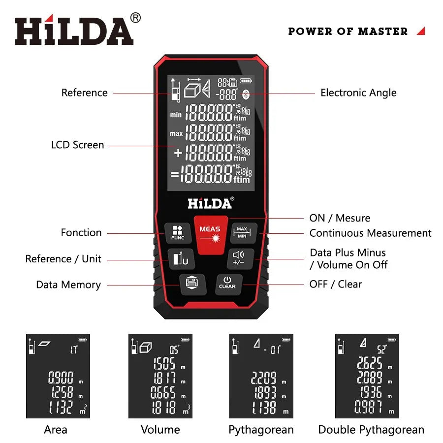 HILDA Laser Distance Rangefinder – 50M/100M/120M Professional Laser Me ...