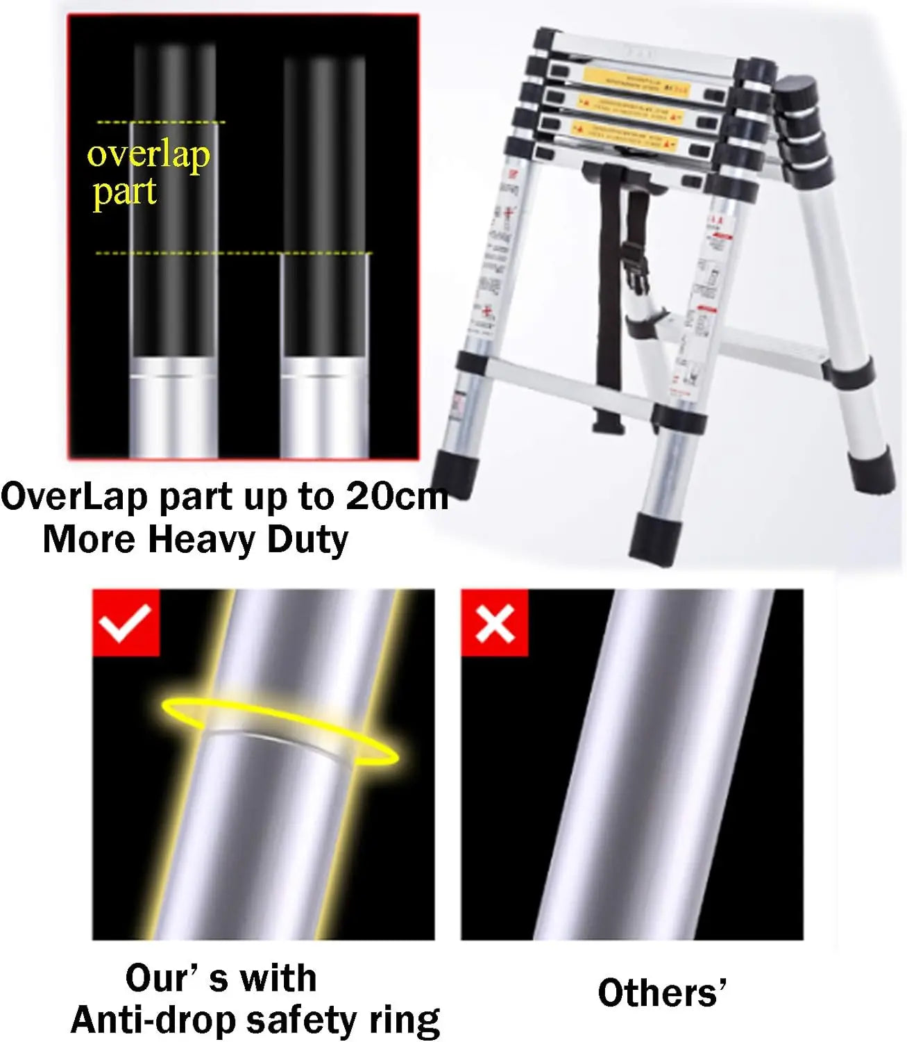 5+6 Step Telescopic Ladder – Multi-Purpose Folding Aluminium Ladder, E ...