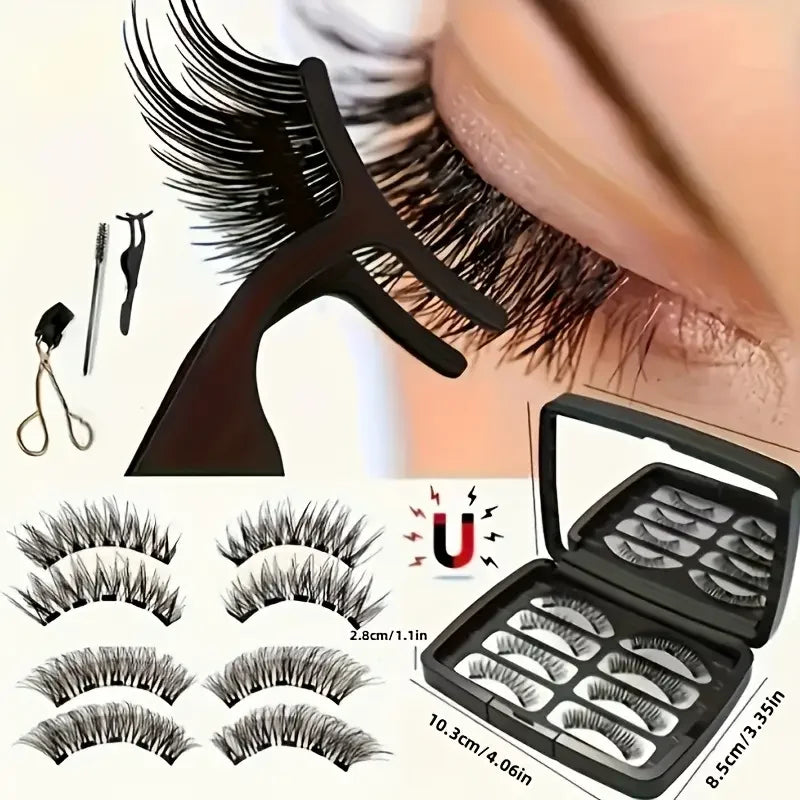Easy-to-Apply Magnetic False Eyelashes Set – Reusable, No Glue, Natura ...