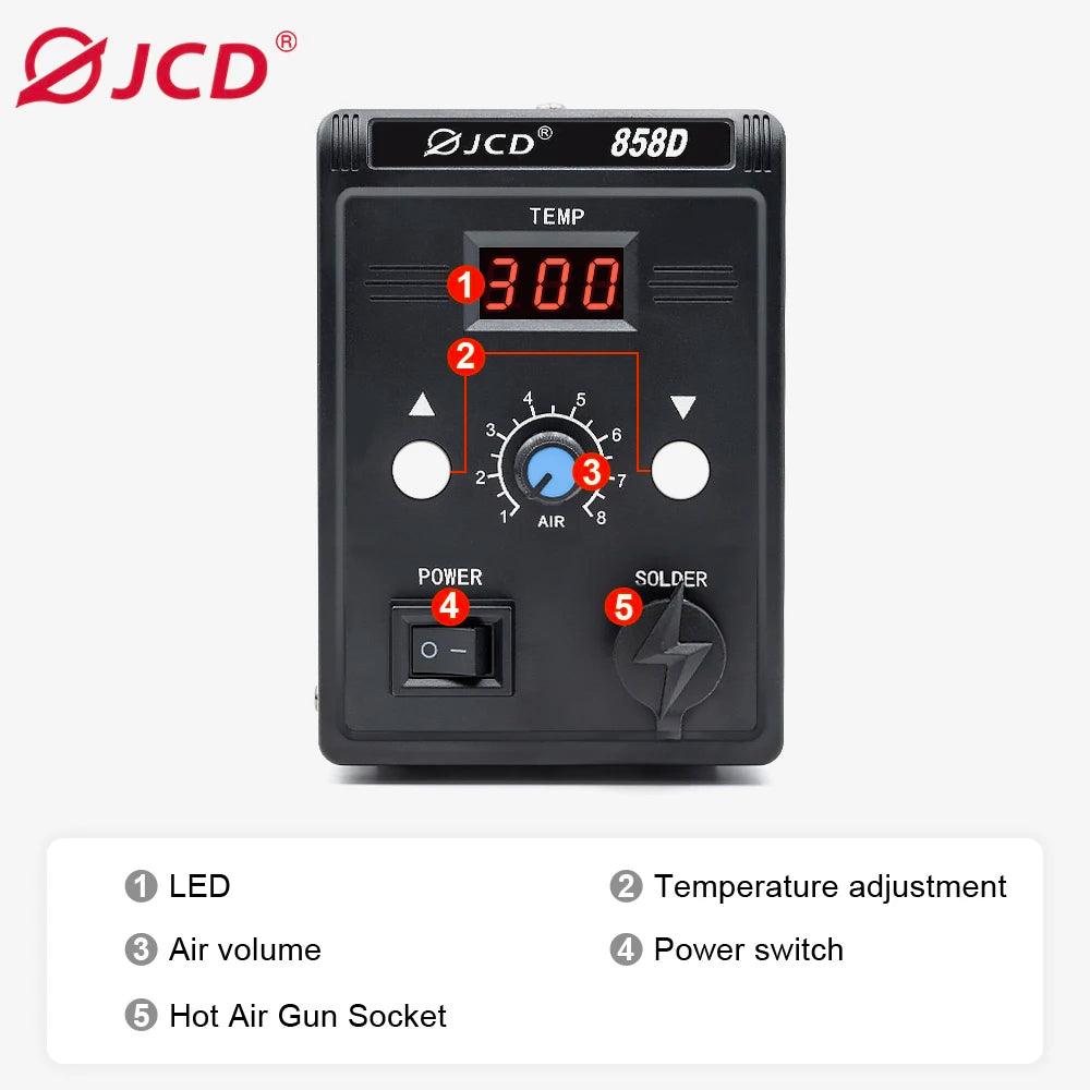JCD Hot Air Gun 858D – 700W BGA Rework Solder Station, SMD SMT Welding ...