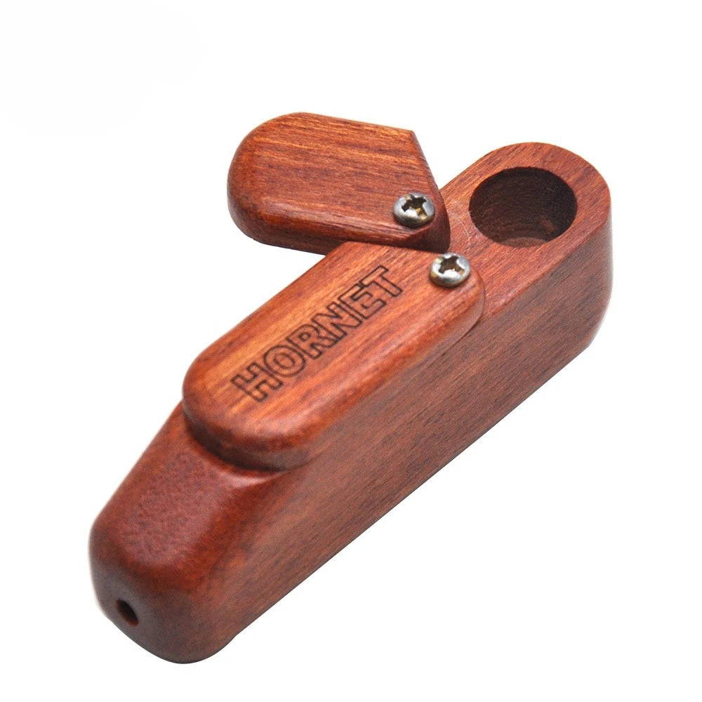 New HORNET Rotating Wood Pipe – Portable Wooden Pipe with Built-in Sto ...