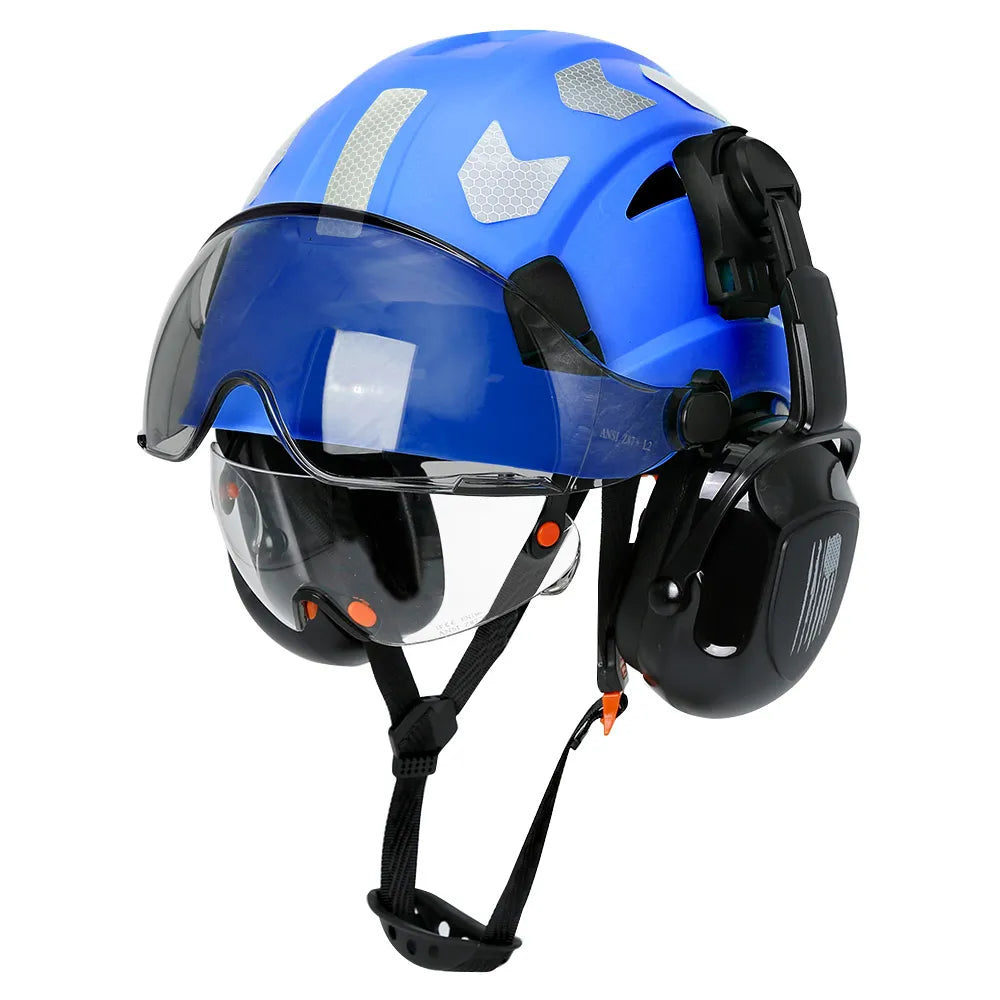 CE Certified Construction Safety Helmet with Built-In Visor, Goggles ...