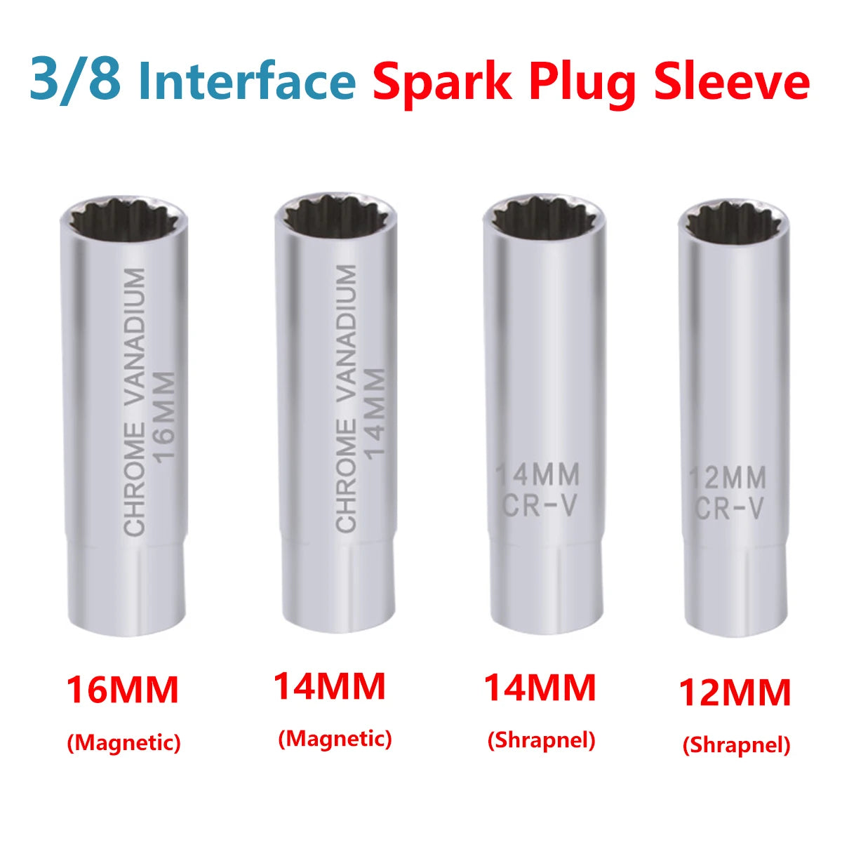 Universal Spark Plug Socket Wrench - 3/8 Magnetic, 12 Angle Thin Wall ...