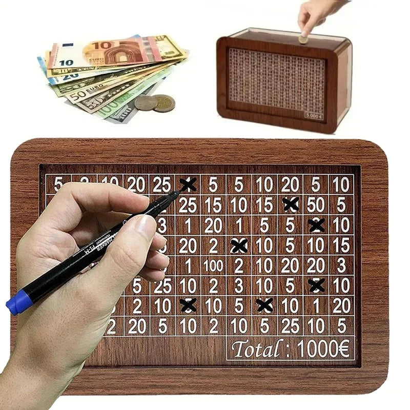 Reusable Wooden Piggy Bank - Euro Money Box in 1000/2000/3000/5000 Siz ...