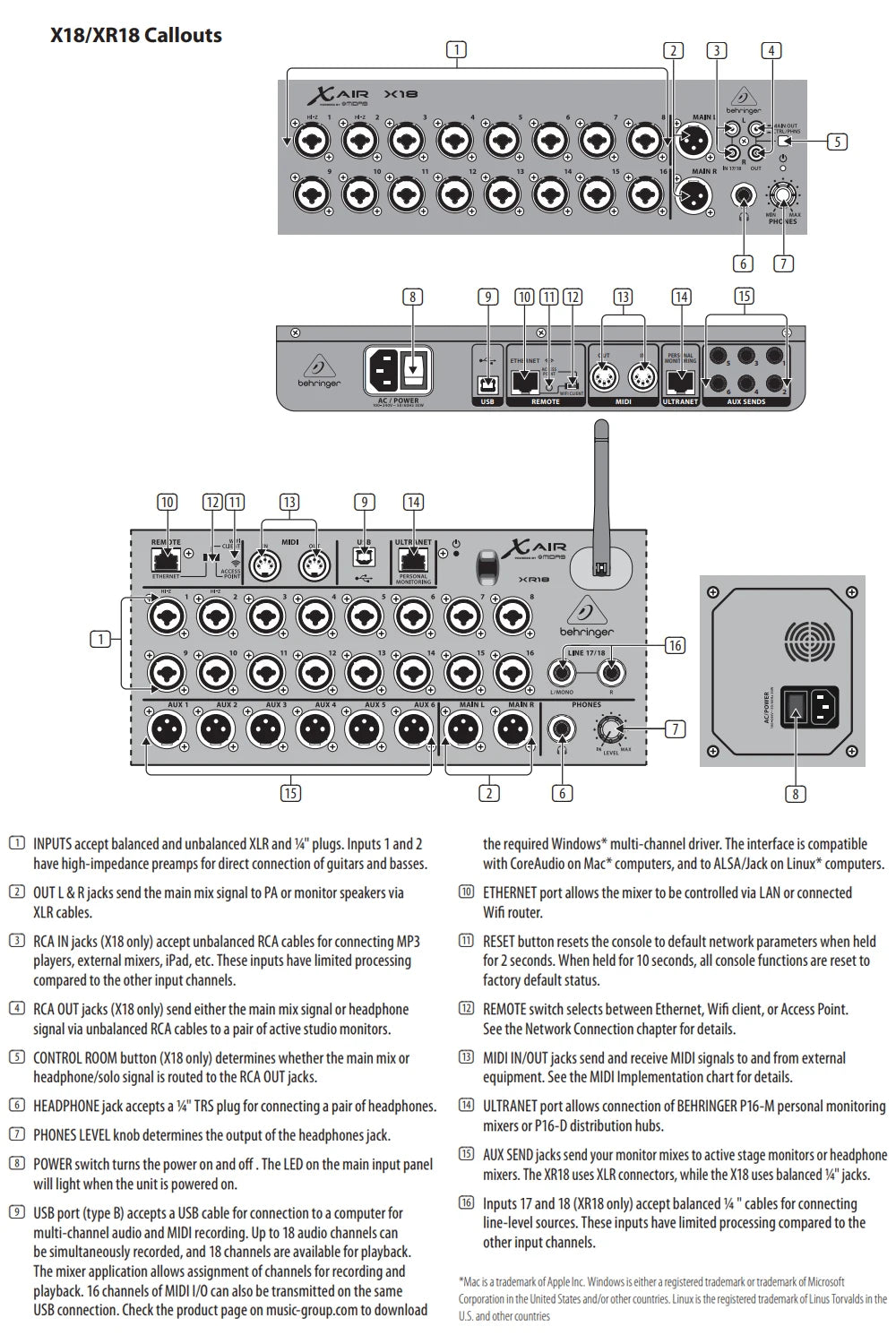 Air 1:1 XR12/XR16/XR18 Rack Mount Digital Mixer – Professional WiFi DS ...