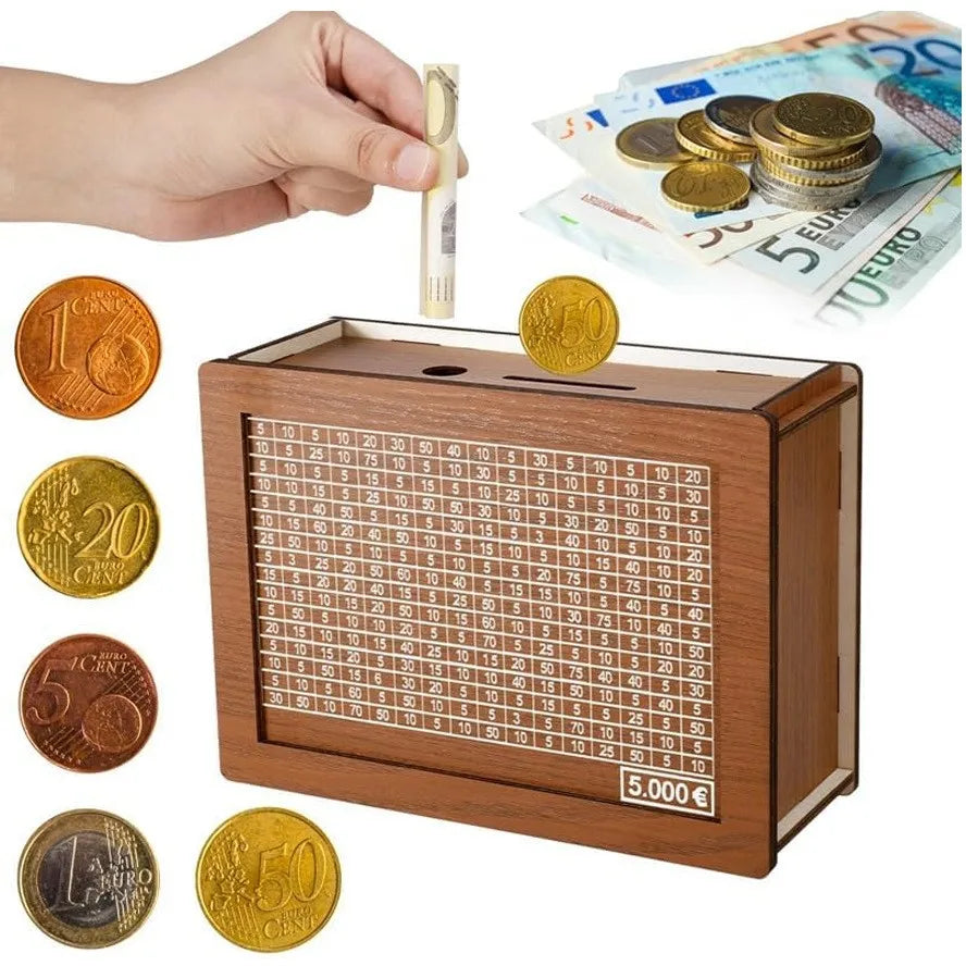 Euro Money Box Wooden Piggy Bank - Available in 1000/2000/3000/5000/10 ...