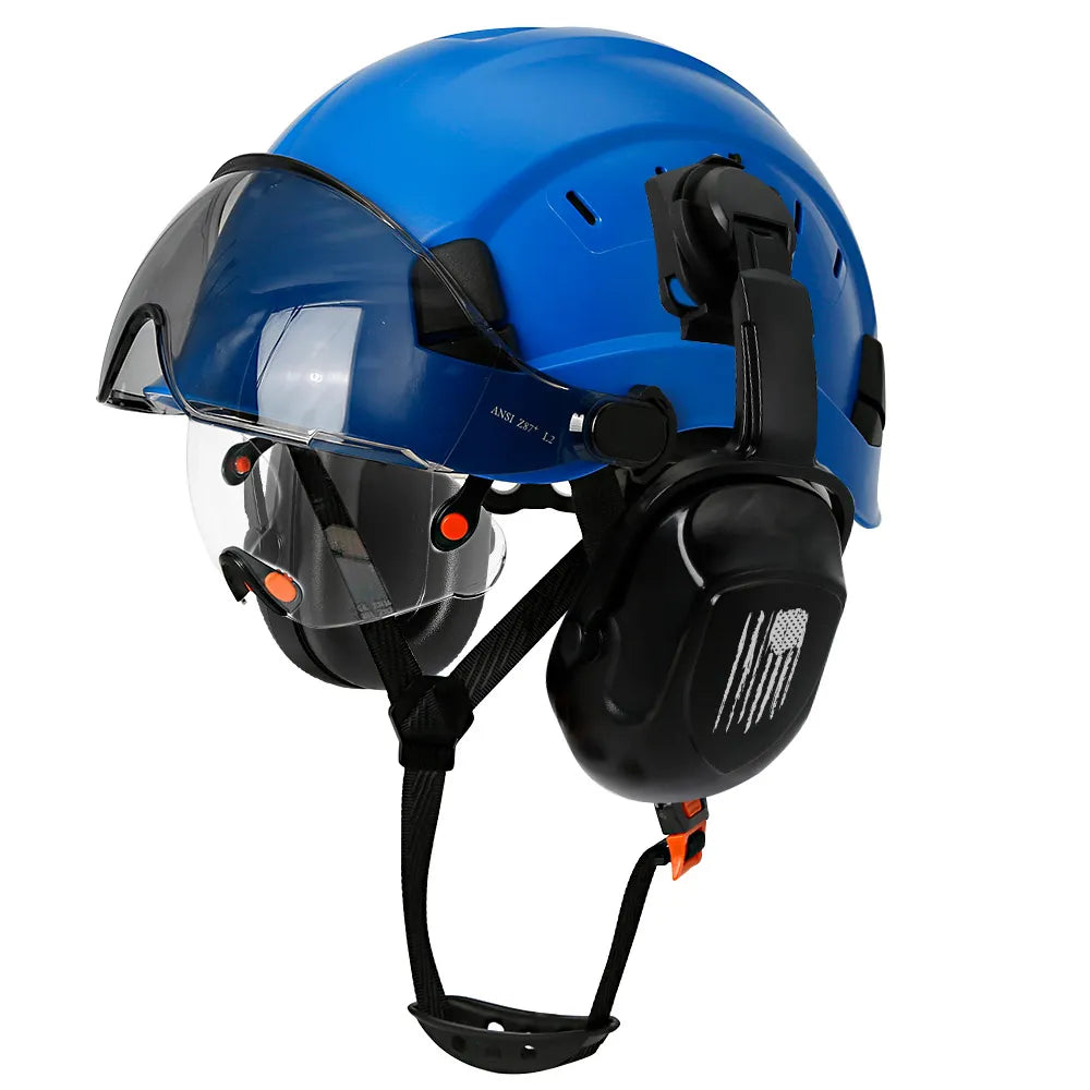 CE Certified Construction Safety Helmet with Built-In Visor, Goggles ...