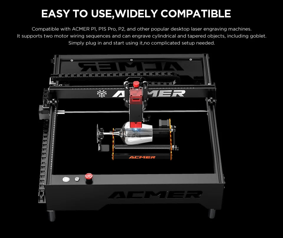 ACMER M2 Laser Rotary Roller – 360° Y-Axis Rotary for Laser Engraving ...