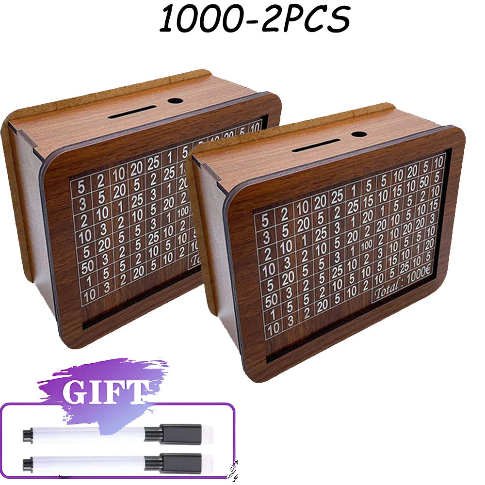 Reusable Wooden Piggy Bank - Euro Money Box in 1000/2000/3000/5000 Siz ...