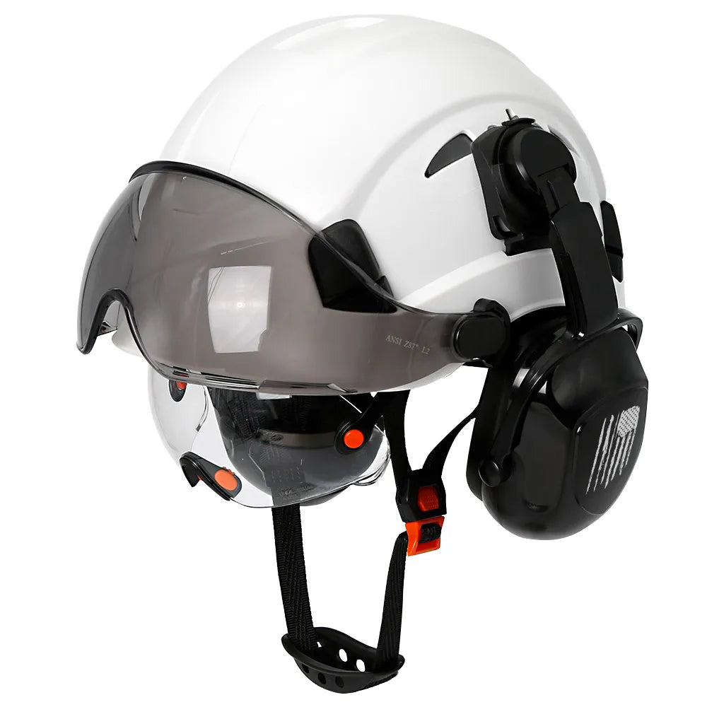 CE Certified Construction Safety Helmet with Built-In Visor, Goggles ...