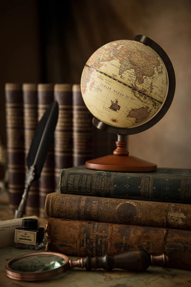 New World Globe – Retro Earth Map with Wooden Base, English Geography ...