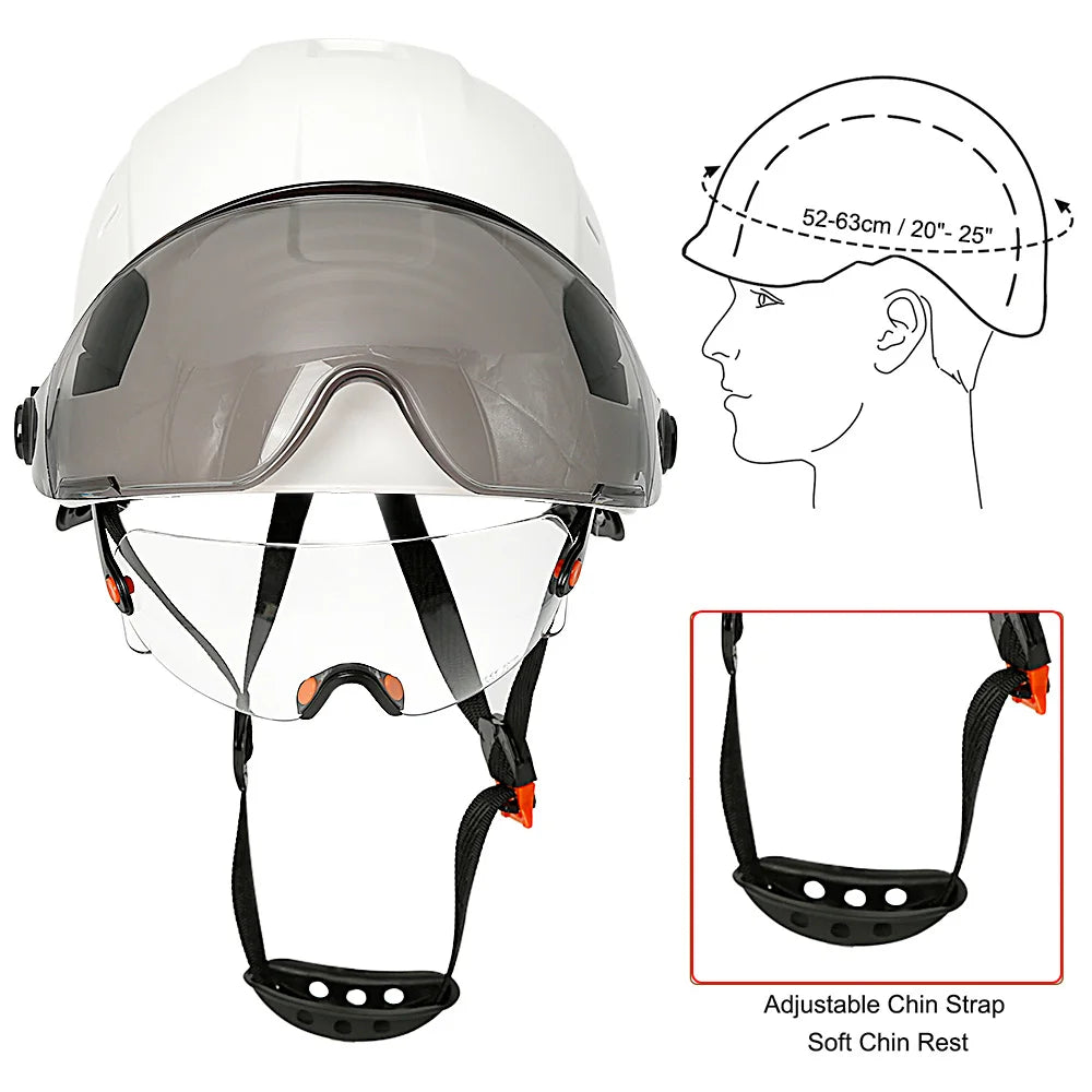 CE Certified Construction Safety Helmet with Built-In Visor, Goggles ...
