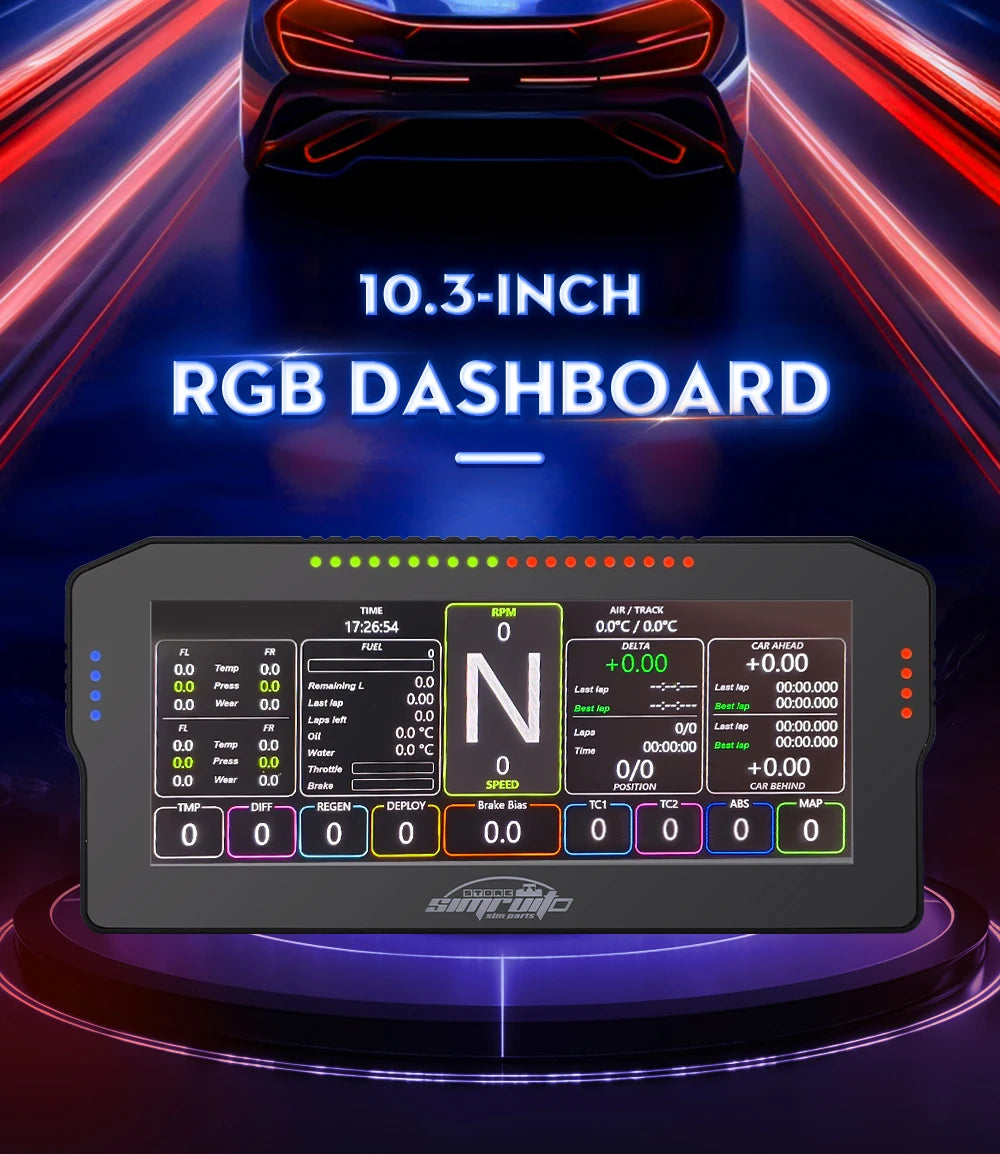 SimRuito 10.3-Inch Racing Dashboard - Sim Racing Steering Wheel Displa – CongoBasinGroup.com