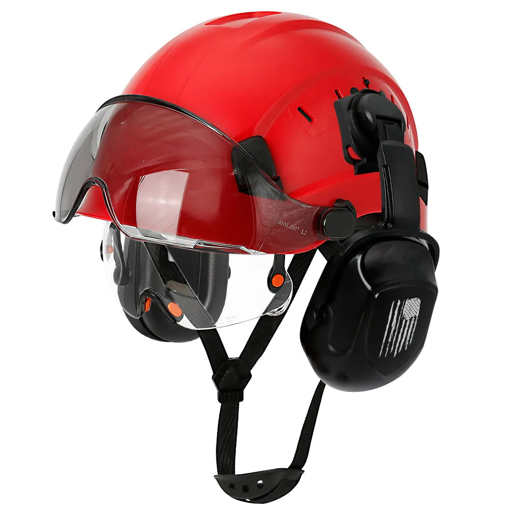 CE Certified Construction Safety Helmet with Built-In Visor, Goggles ...