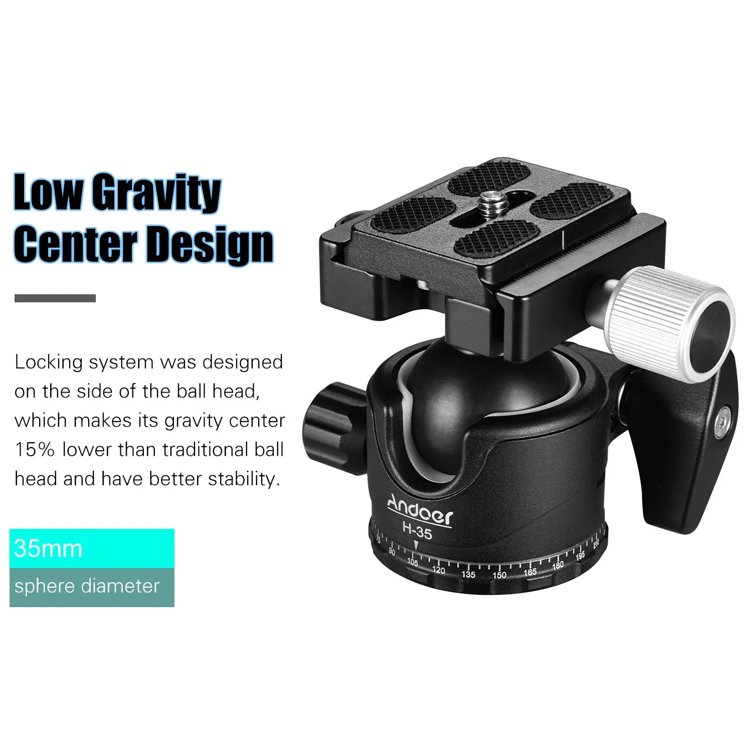 Andoer H-35 Tripod Ball Head - Panorama Ballhead Mount Adapter, U-Groo – CongoBasinGroup.com