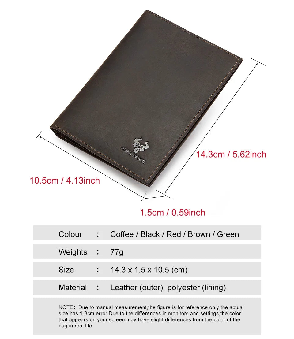 HUMERPAUL Passport Wallet with AirTag Holder – Crazy Horse Leather RFI ...