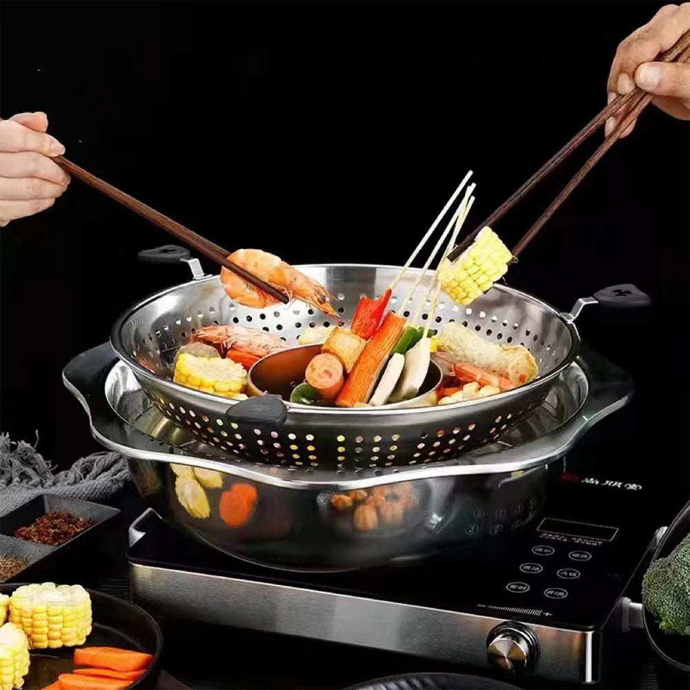 Stainless Steel Rotating Lift Hot Pot - Dual-Sided Mandarin Duck Shabu ...