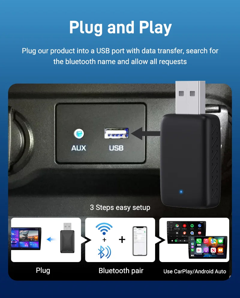 XUDA 2-in-1 Wireless CarPlay & Android Auto Adapter – Smart Plug & Pla ...