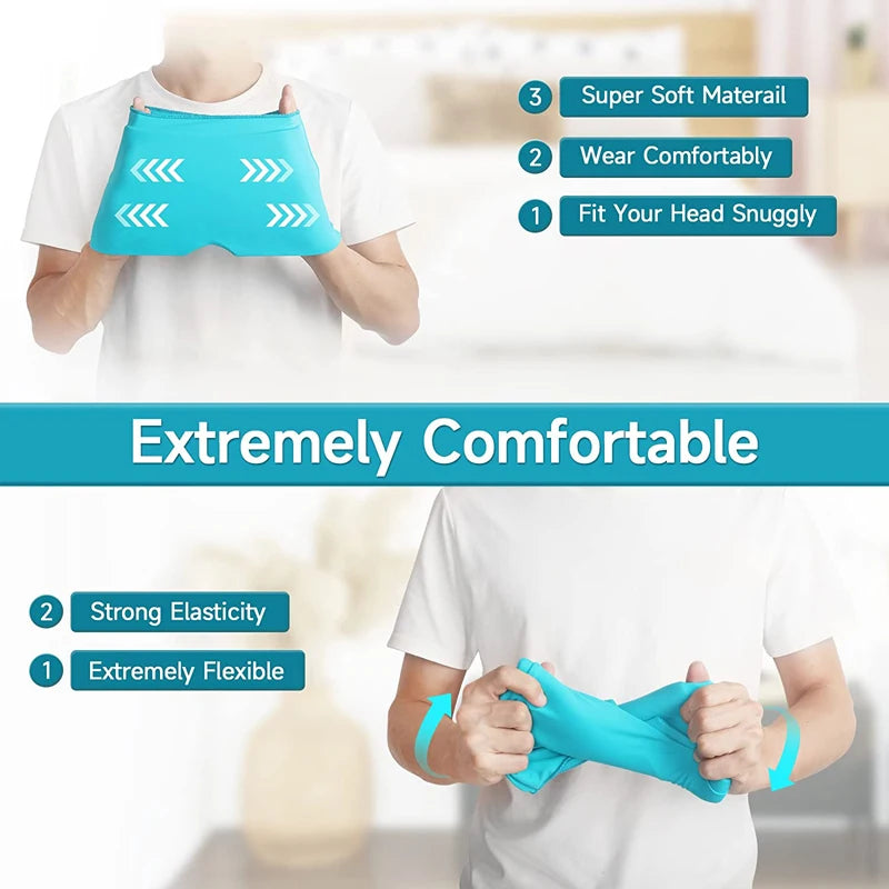 Form Fitting Gel Ice Headache Relief Hat - Cold Compress Therapy Cap f ...