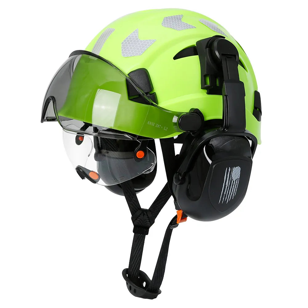 CE Certified Construction Safety Helmet with Built-In Visor, Goggles ...