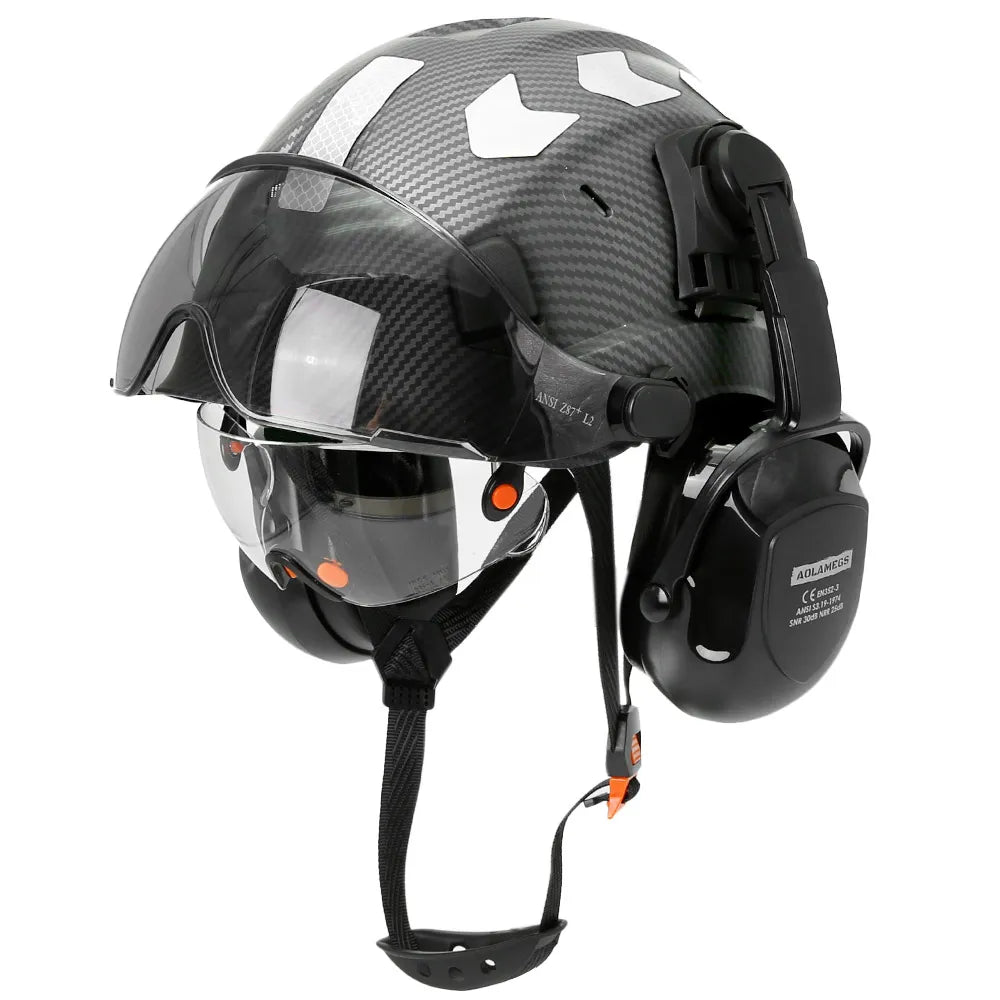 CE Certified Construction Safety Helmet with Built-In Visor, Goggles ...