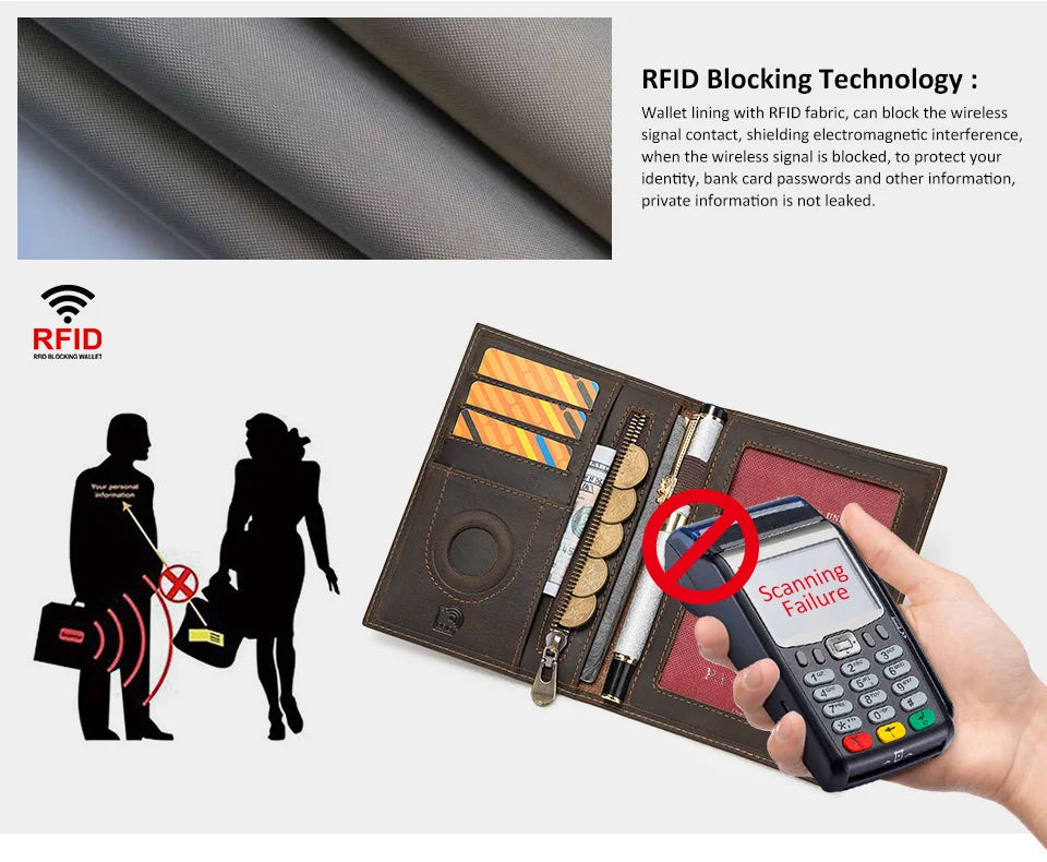 HUMERPAUL Passport Wallet with AirTag Holder – Crazy Horse Leather RFI ...