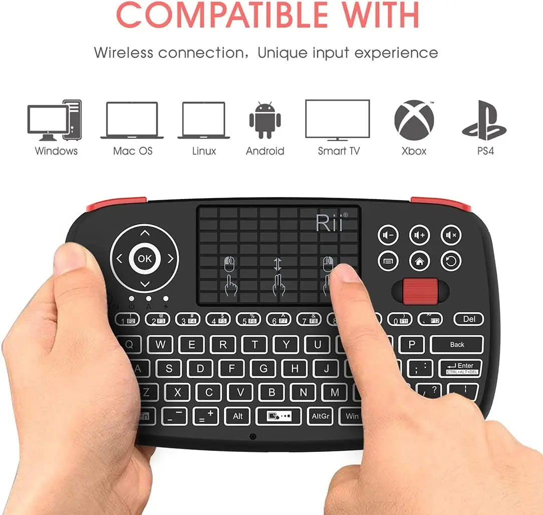 Rii i4 Mini BT Wireless Keyboard with Touchpad - 2.4GHz Backlit Mouse ...