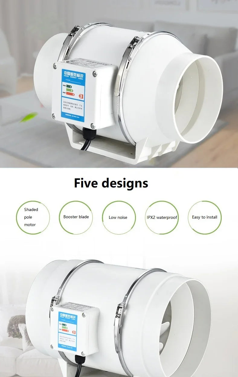 Silent Inline Exhaust Fan | 4/5/6 Inch Bathroom, Kitchen, Toilet Venti ...