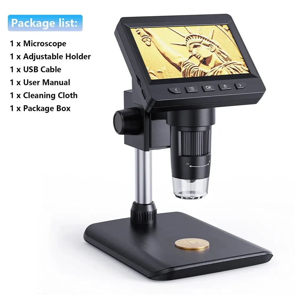 4.3 Inch Digital Microscope 1080P 50-1000x - Coin Microscopio with 200 ...