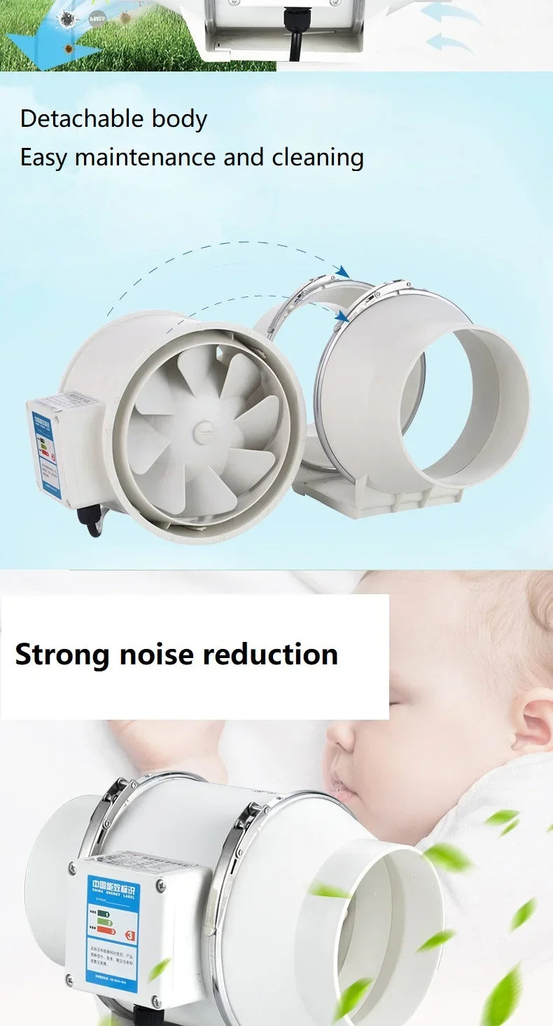 Silent Inline Exhaust Fan | 4/5/6 Inch Bathroom, Kitchen, Toilet Venti ...