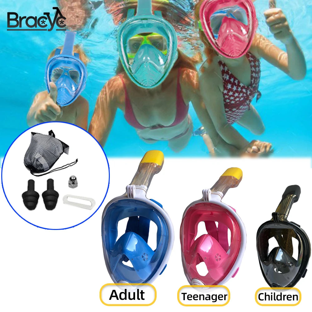 Underwater Snorkeling Full Face Mask Set - Anti-Fog Scuba Diving Respi ...