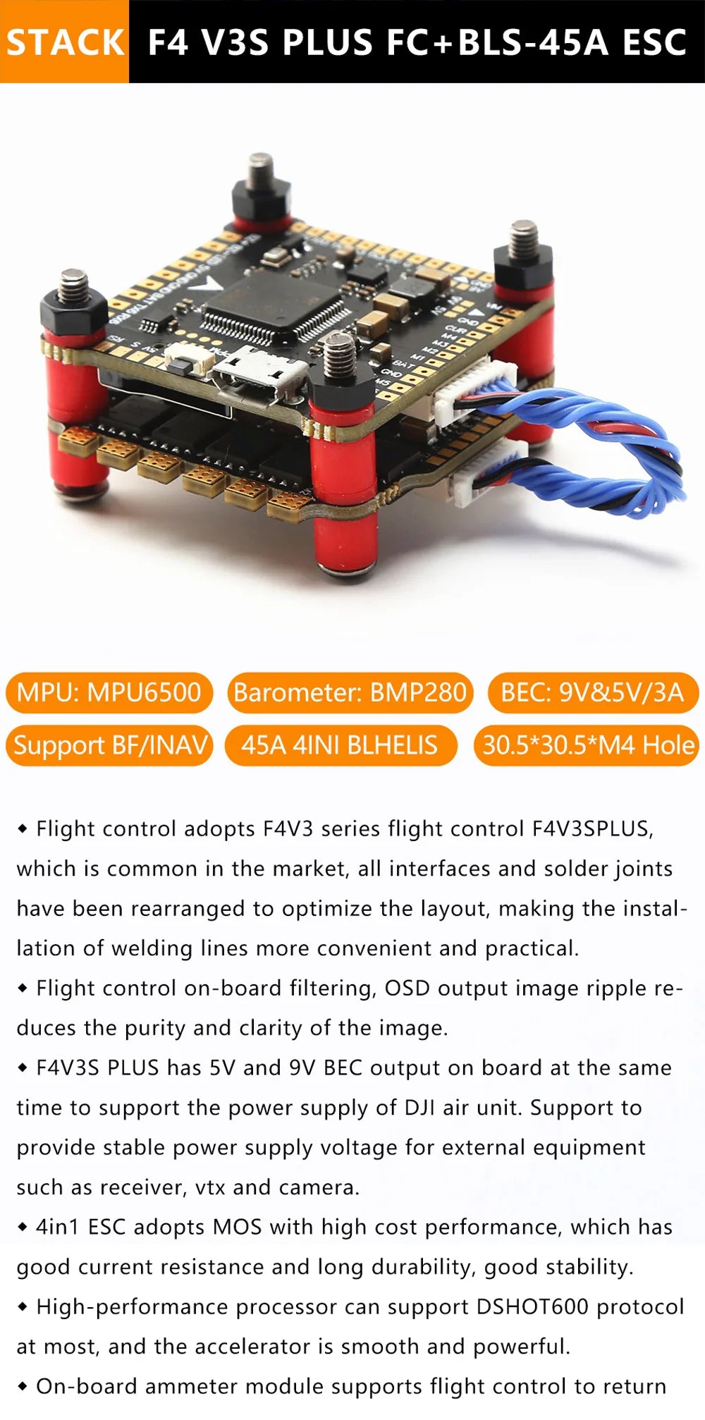 F4V3S F4 V3 V3S PLUS FC Stack with OSD & Barometer – 30A 45A 60A ESC f – CongoBasinGroup.com
