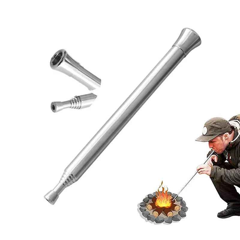 Telescopic Fire Blow Pipe: Stainless Steel Camping Fire Tube Blower ...