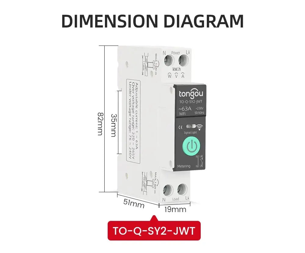 TUYA WiFi/ZigBee Smart Circuit Breaker – MCB with Over Current & Under ...