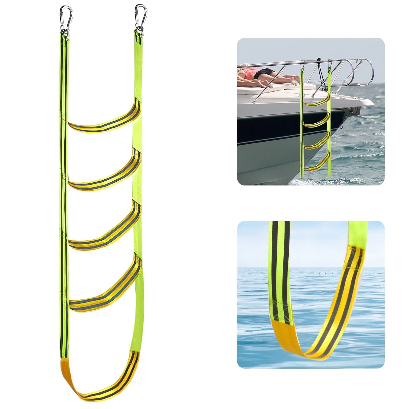 Portable Boat Ladder – Reusable Nylon Rope Ladder for Auxiliary Boardi ...