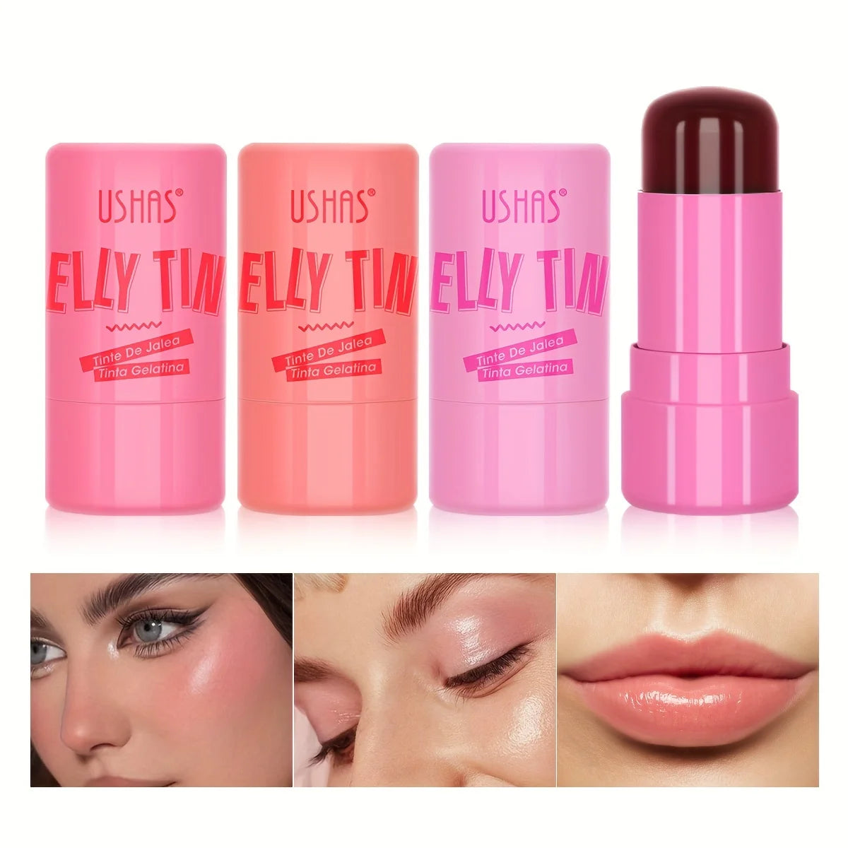 4 Color Jelly Blush Stick – 3-in-1 Multi-Use Matte Blush, Lip Balm & E ...