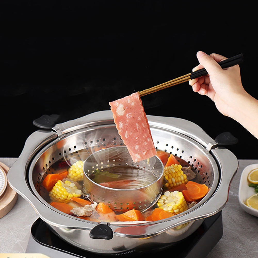 Stainless Steel Rotating Lift Hot Pot - Dual-Sided Mandarin Duck Shabu ...