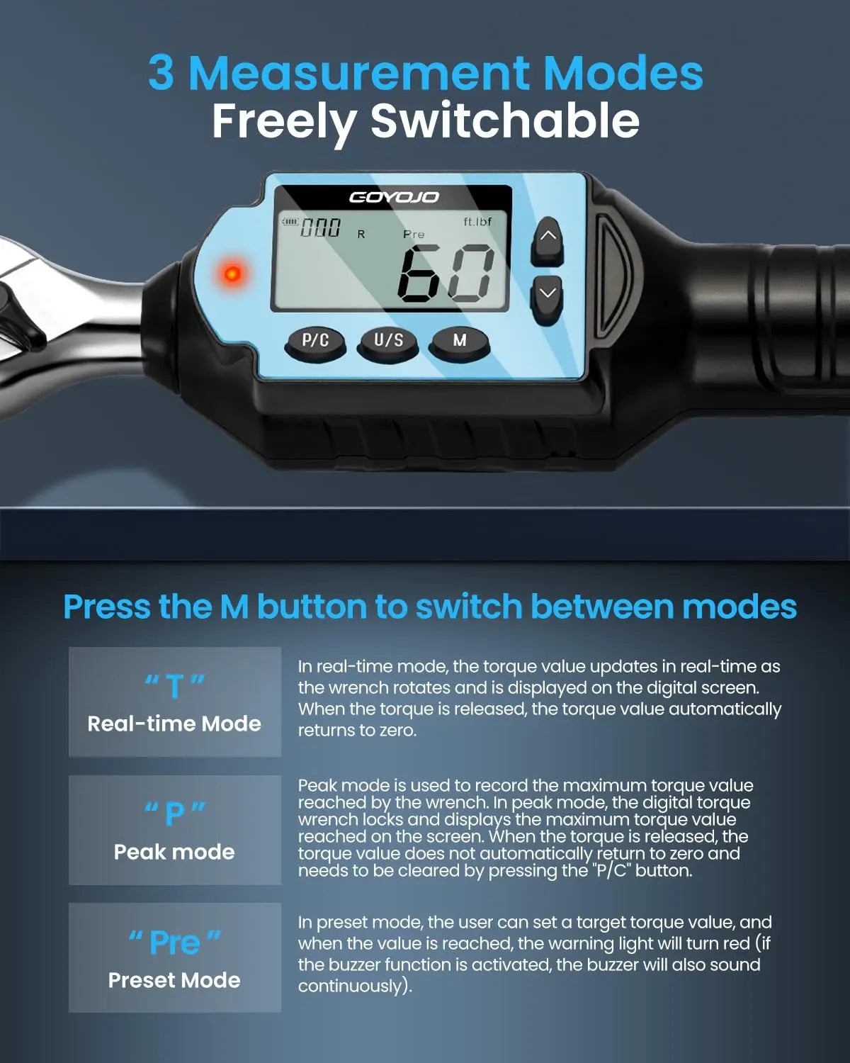 New Digital Preset Torque Wrench | 1/2", 3/8", 1/4" Bidirectional Ratc – CongoBasinGroup.com