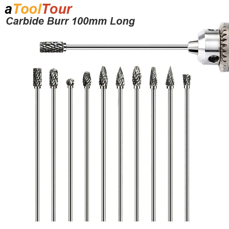 Extra Long 100mm Rotary Rasp File | Carbide Burr Alloy Bits for Metal ...