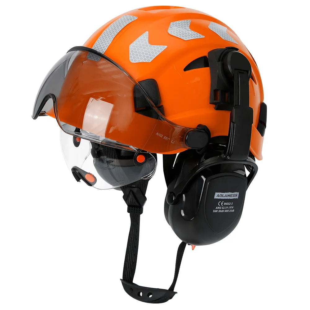 CE Certified Construction Safety Helmet with Built-In Visor, Goggles ...