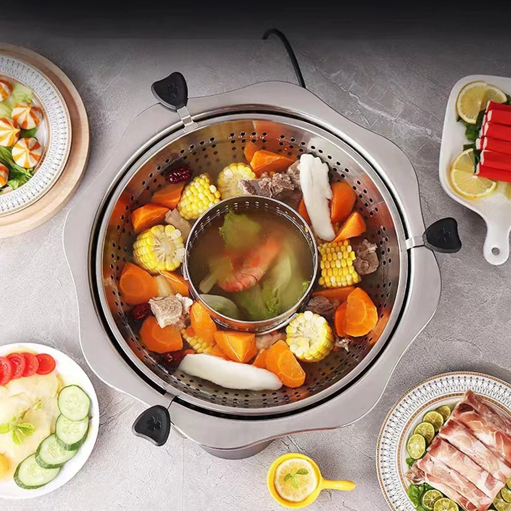 Stainless Steel Rotating Lift Hot Pot - Dual-Sided Mandarin Duck Shabu ...
