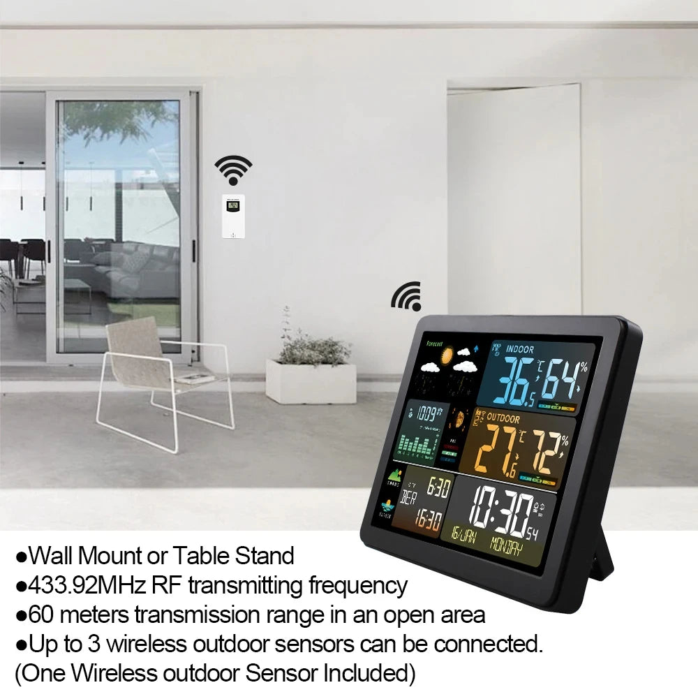 Digital Weather Station Clock - Indoor/Outdoor Temperature & Humidity ...