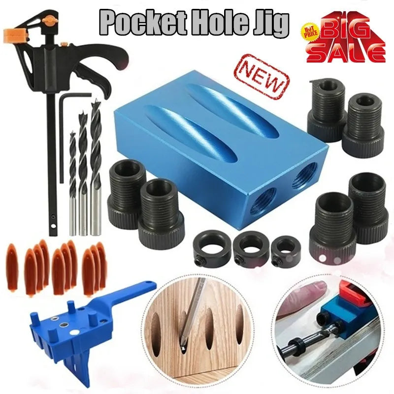 Pocket Hole Screw Jig: 15 Degrees Dowel Drill Joinery Kit for Carpente ...