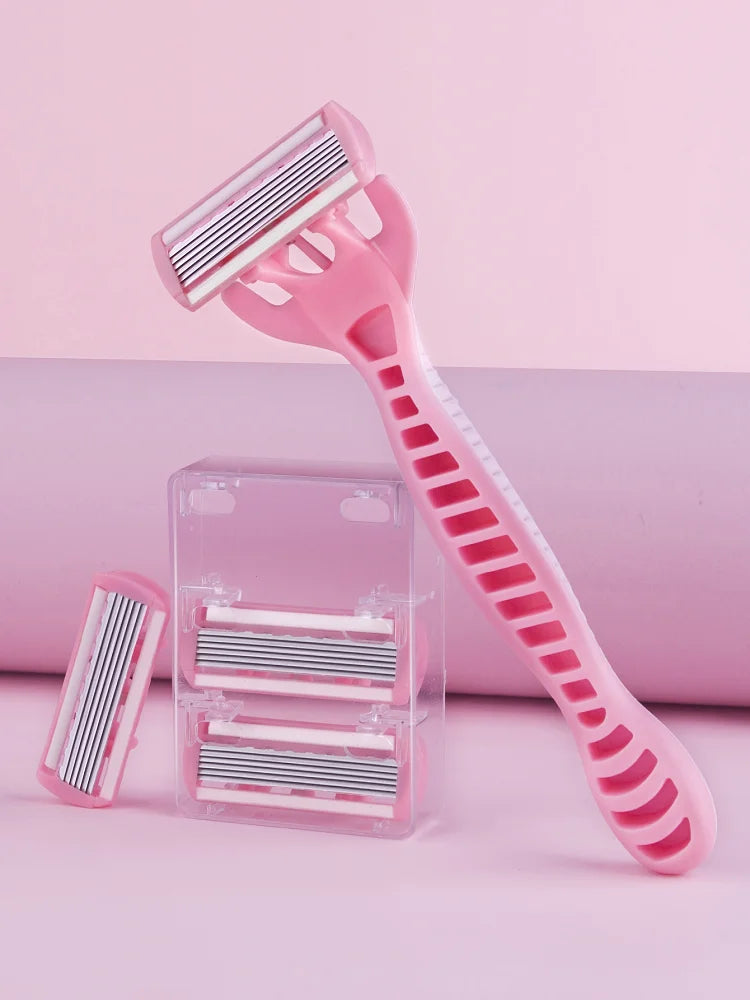 Unisex Razor Set with Handle and 4 Blades - Aloe Strip Safety Razors f ...