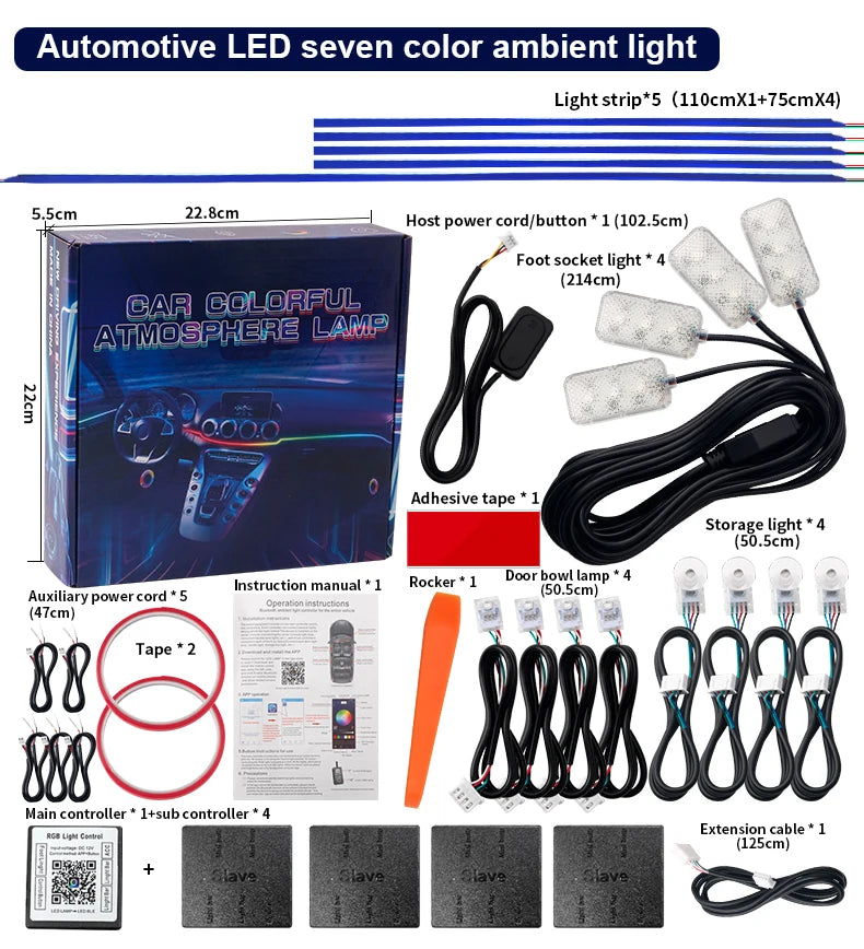 Universal LED Ambient Light - RGB 64 Color Full-Color Streamer Acrylic ...